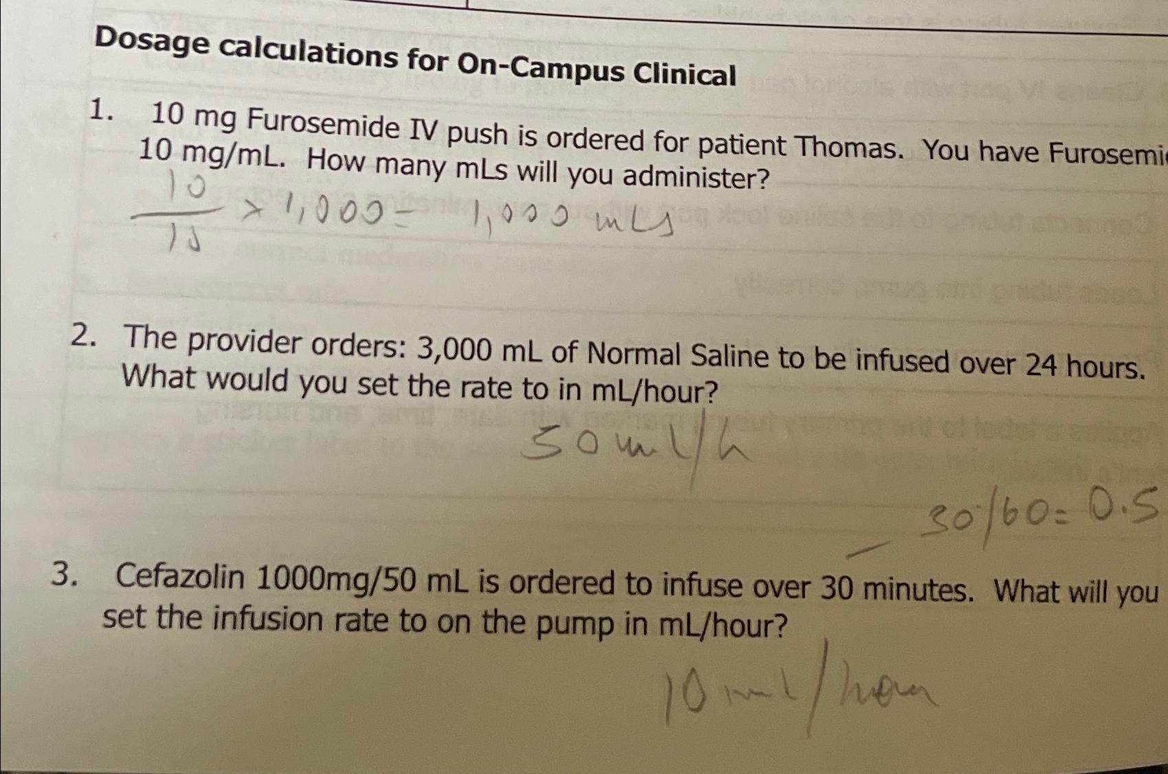 Solved Dosage calculations for On-Campus Clinical10mg | Chegg.com