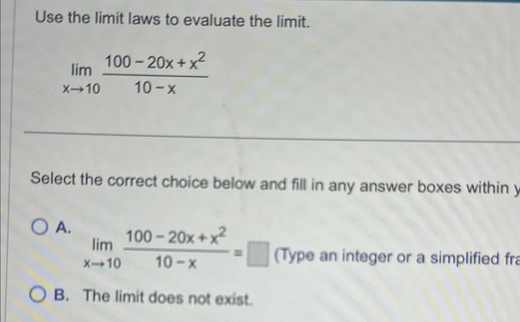 Solved Use the limit laws to evaluate the | Chegg.com