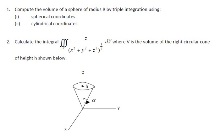 Solved 1. Compute the volume of a sphere of radius R by | Chegg.com