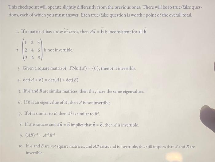 Solved This checkpoint will operate slightly differently | Chegg.com