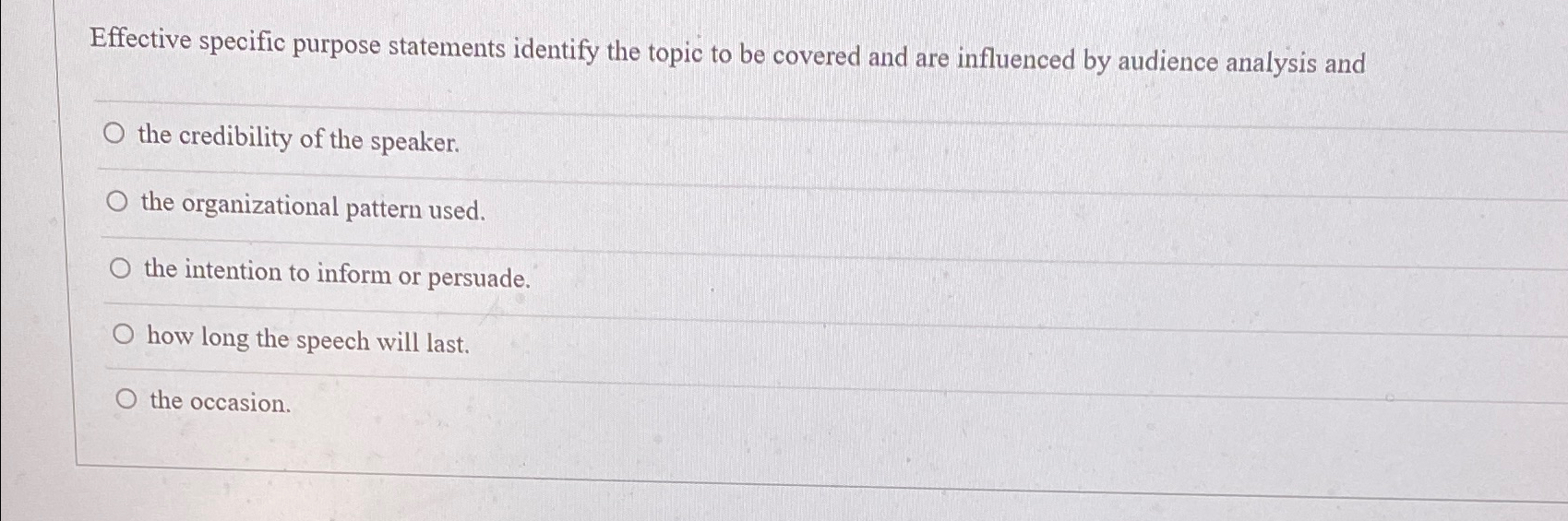 Solved Effective specific purpose statements identify the | Chegg.com