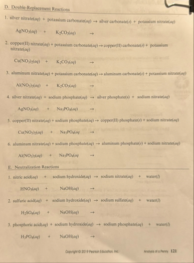 Solved D. ﻿Double-Replacement Reactionssilver nitrate(aq) | Chegg.com