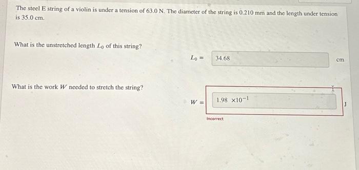 Solved The steel E string of a violin is under a tension of | Chegg.com