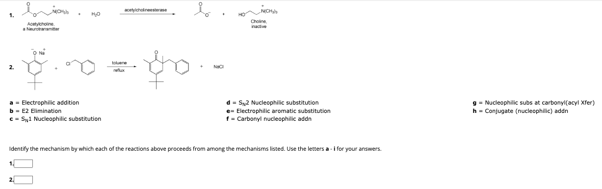 Solved a= ﻿Electrophilic additiond=SN2 ﻿Nucleophilic | Chegg.com