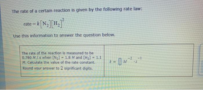 Solved The rate of a certain reaction is given by the | Chegg.com