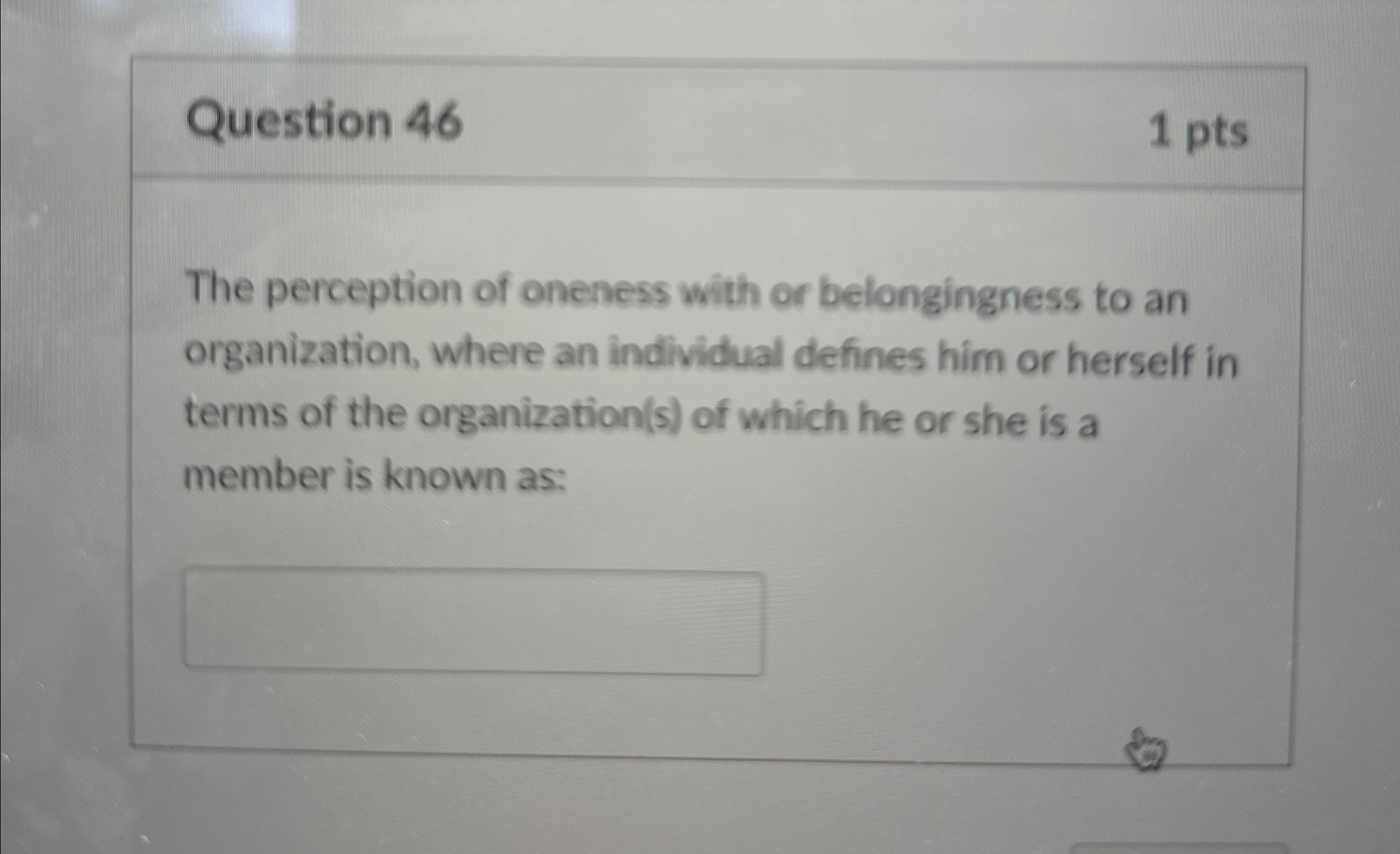 Solved Question 461 ﻿ptsThe perception of oneness with or | Chegg.com