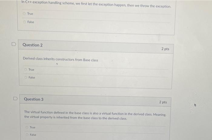 Solved In C++ exception handling scheme, we first let the | Chegg.com