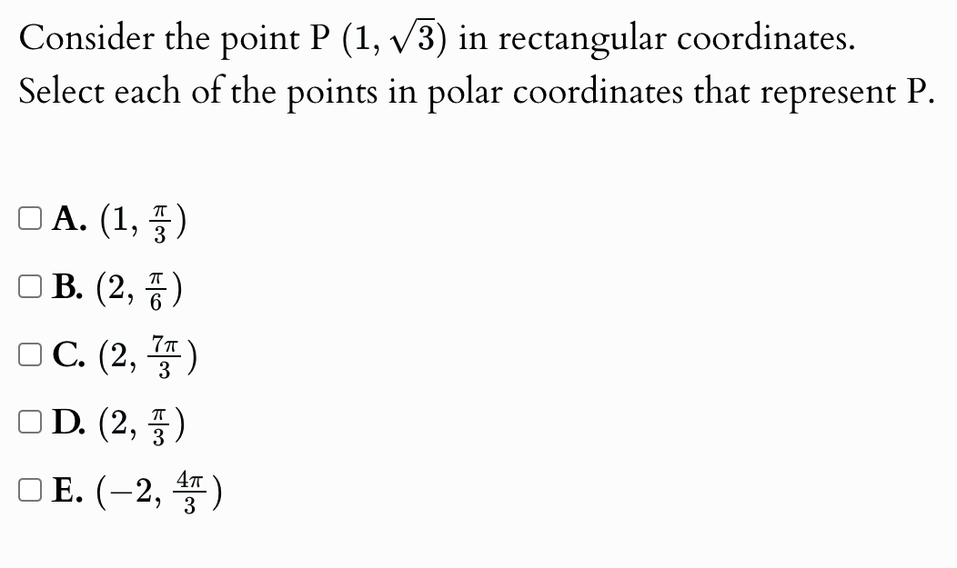 Solved Consider the point P(1,32) in ﻿rectangular | Chegg.com