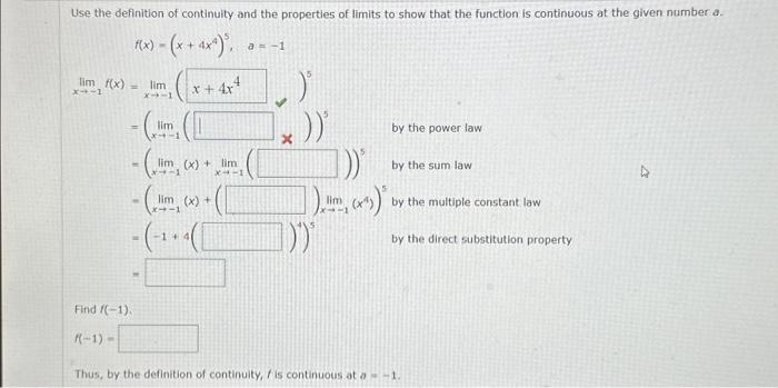 Solved Use the definition of continuity and the properties | Chegg.com