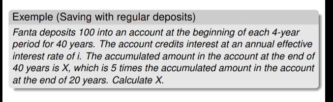 Solved Exemple (Saving with regular deposits) Fanta deposits | Chegg.com