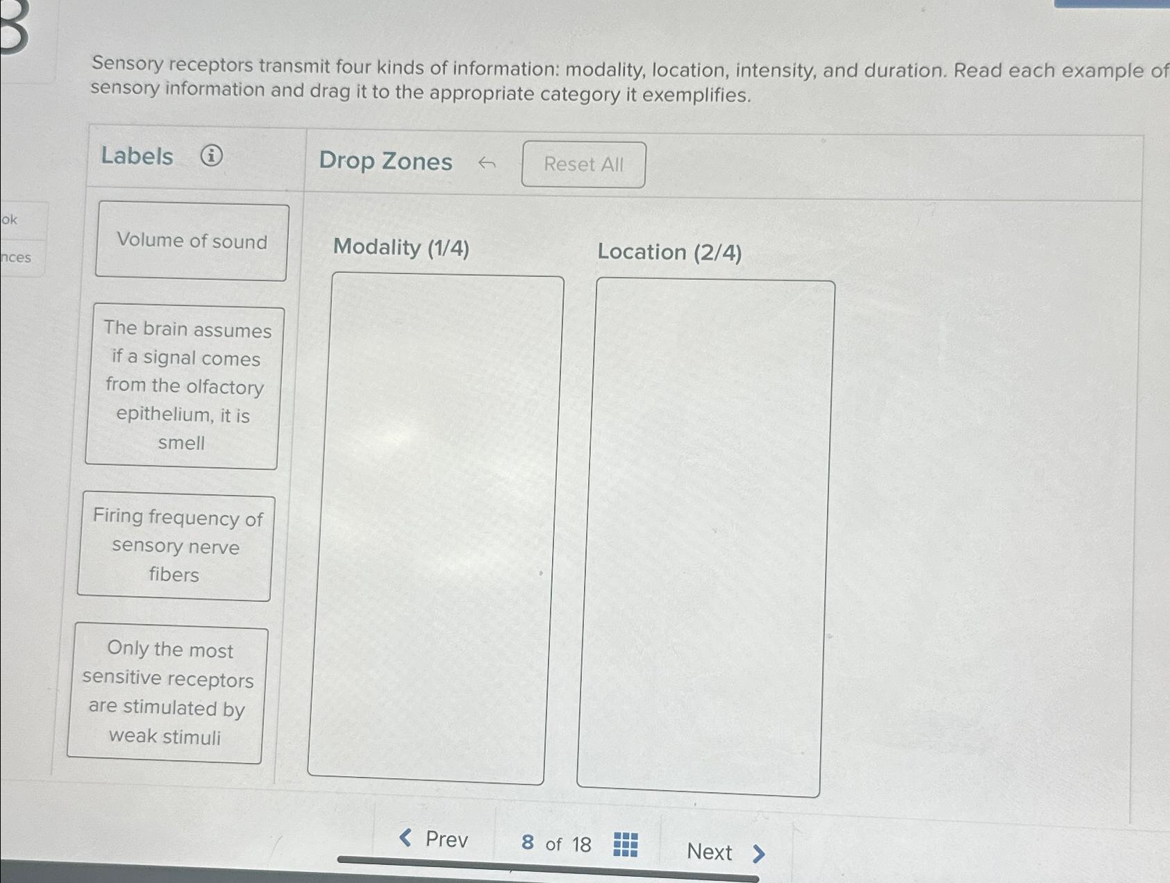 Solved Sensory receptors transmit four kinds of information: | Chegg.com