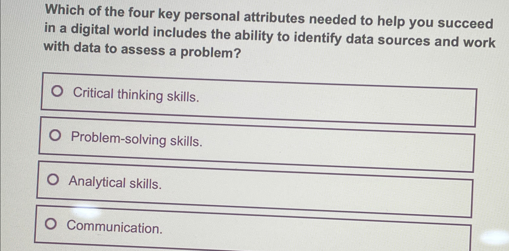 Solved Which of the four key personal attributes needed to | Chegg.com