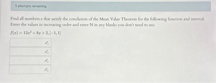 Solved Find all numbers c that satisfy the conclusion of the | Chegg.com