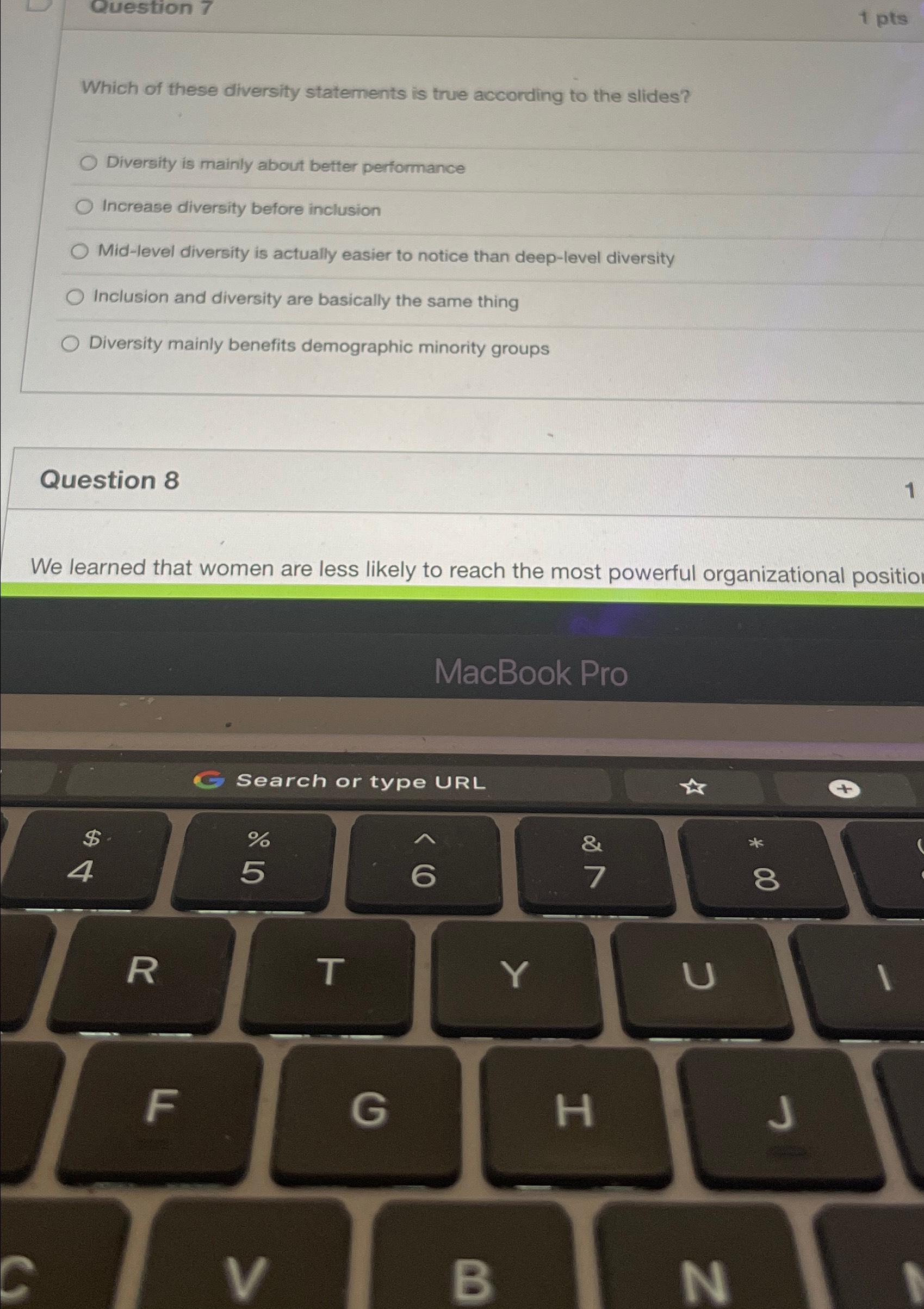 Solved Question 71 ﻿ptsWhich of these diversity statements | Chegg.com