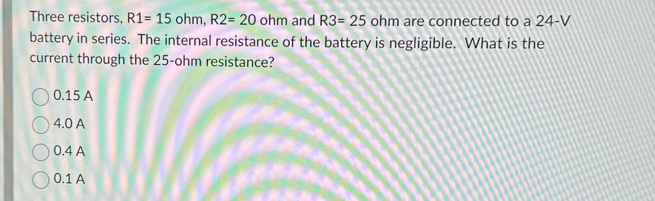 Solved Three resistors, R1=15ohm,R2=20ohm and R3=25ohm are | Chegg.com