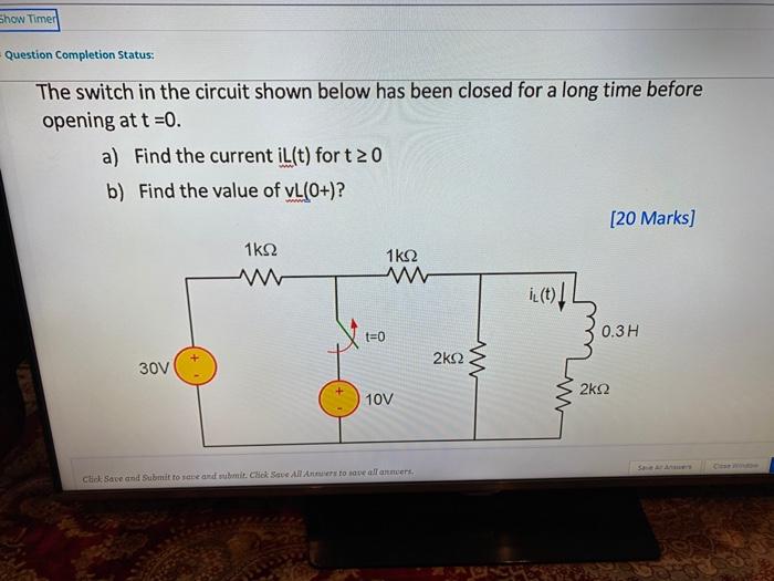 Solved Show Timer Question Completion Status: The switch in | Chegg.com