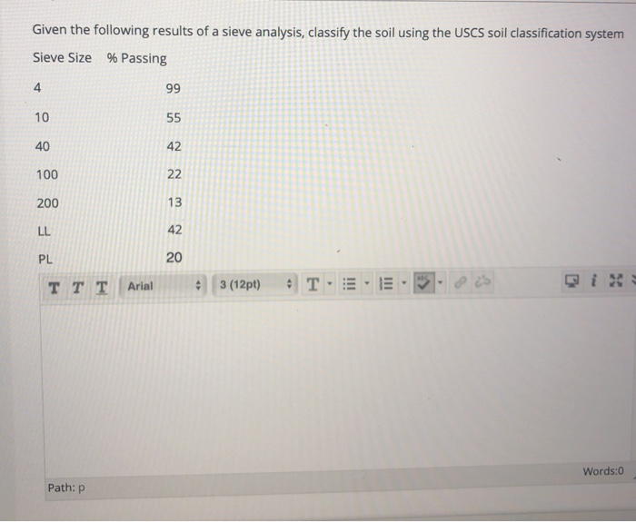 Solved Given the following results of a sieve analysis, | Chegg.com
