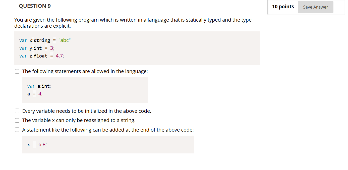 Solved QUESTION 9You are given the following program which | Chegg.com