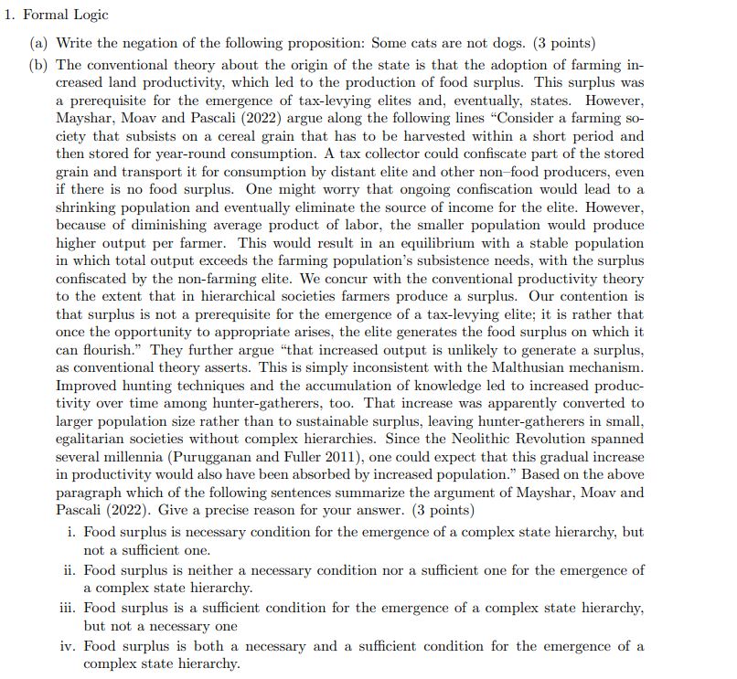Solved Formal Logic(a) ﻿Write the negation of the following | Chegg.com