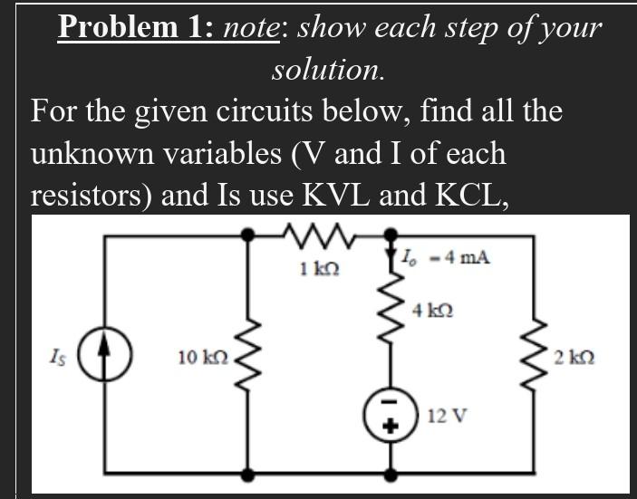Solved Problem 1: note: show each step of your solution. For | Chegg.com