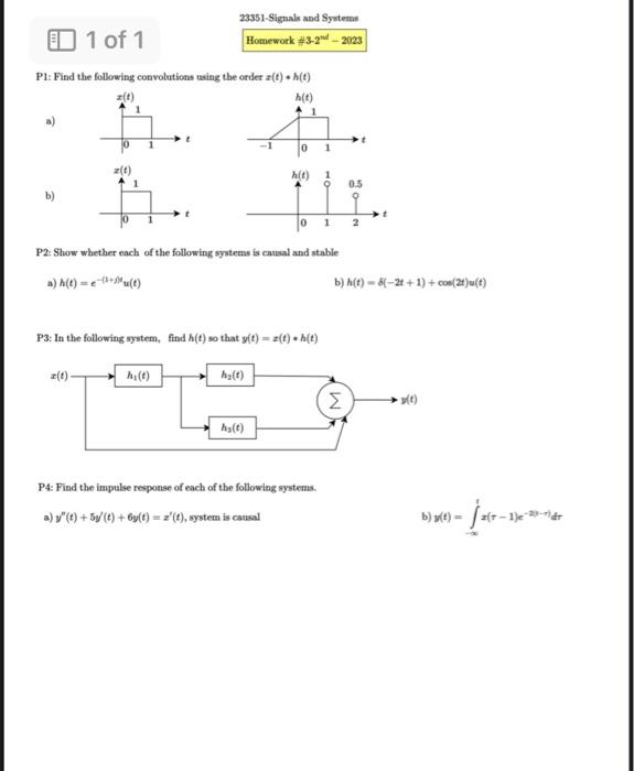 Solved P1: Find the following convolutions using the order | Chegg.com