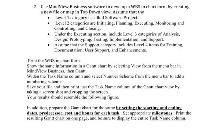 Solved 2. Use MindView Business software to develop a WBS in | Chegg.com