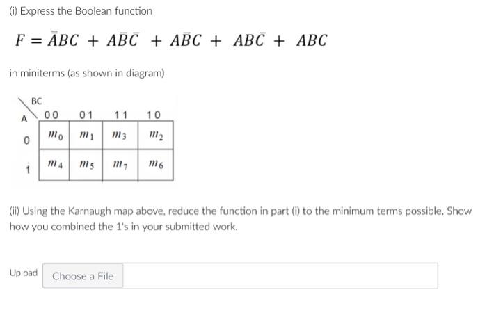 Solved I Express The Boolean Function