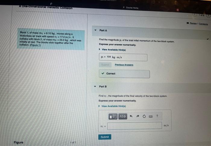 Solved Block 1 , of mass m1=6.10 kg, moves abne a | Chegg.com