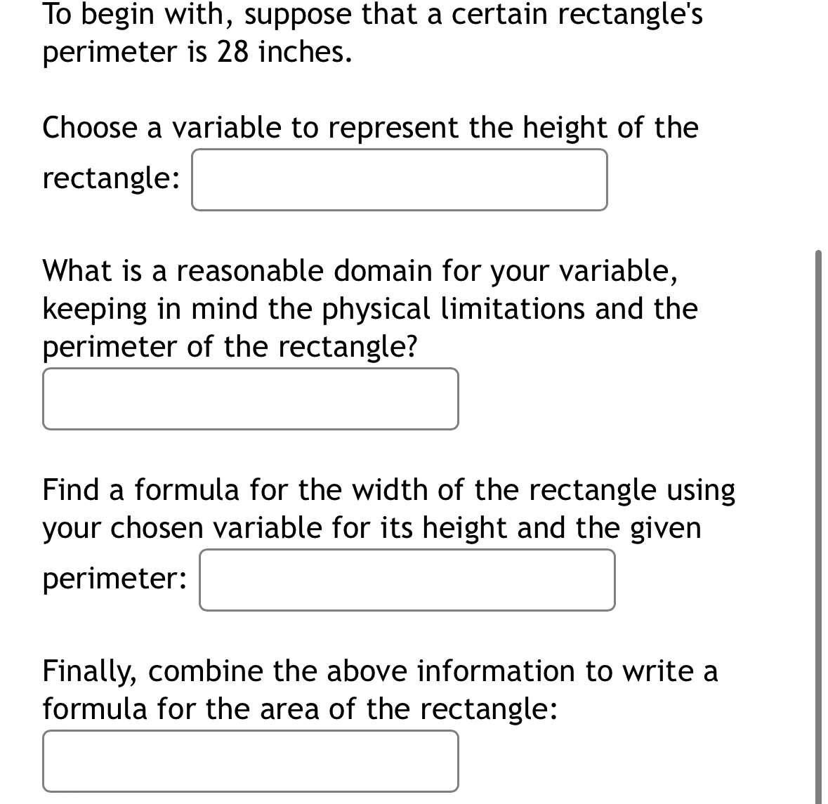 Solved To begin with, suppose that a certain rectangle's | Chegg.com