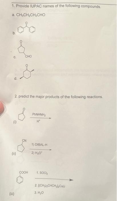 Solved 1. Provide IUPAC names of the following compounds. a. | Chegg.com