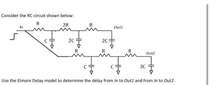 Solved Consider the RC circuit shown below: Use the Elmore | Chegg.com