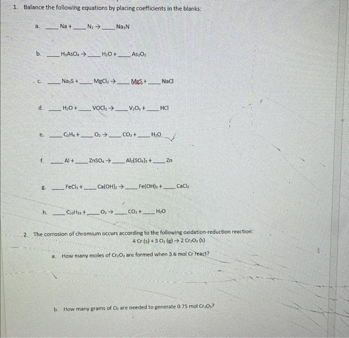 Solved H2AsO4→ H2O+ A5O3 C⋅ Na2 S+ MgCl2→ Mgs+ NaCl d. | Chegg.com