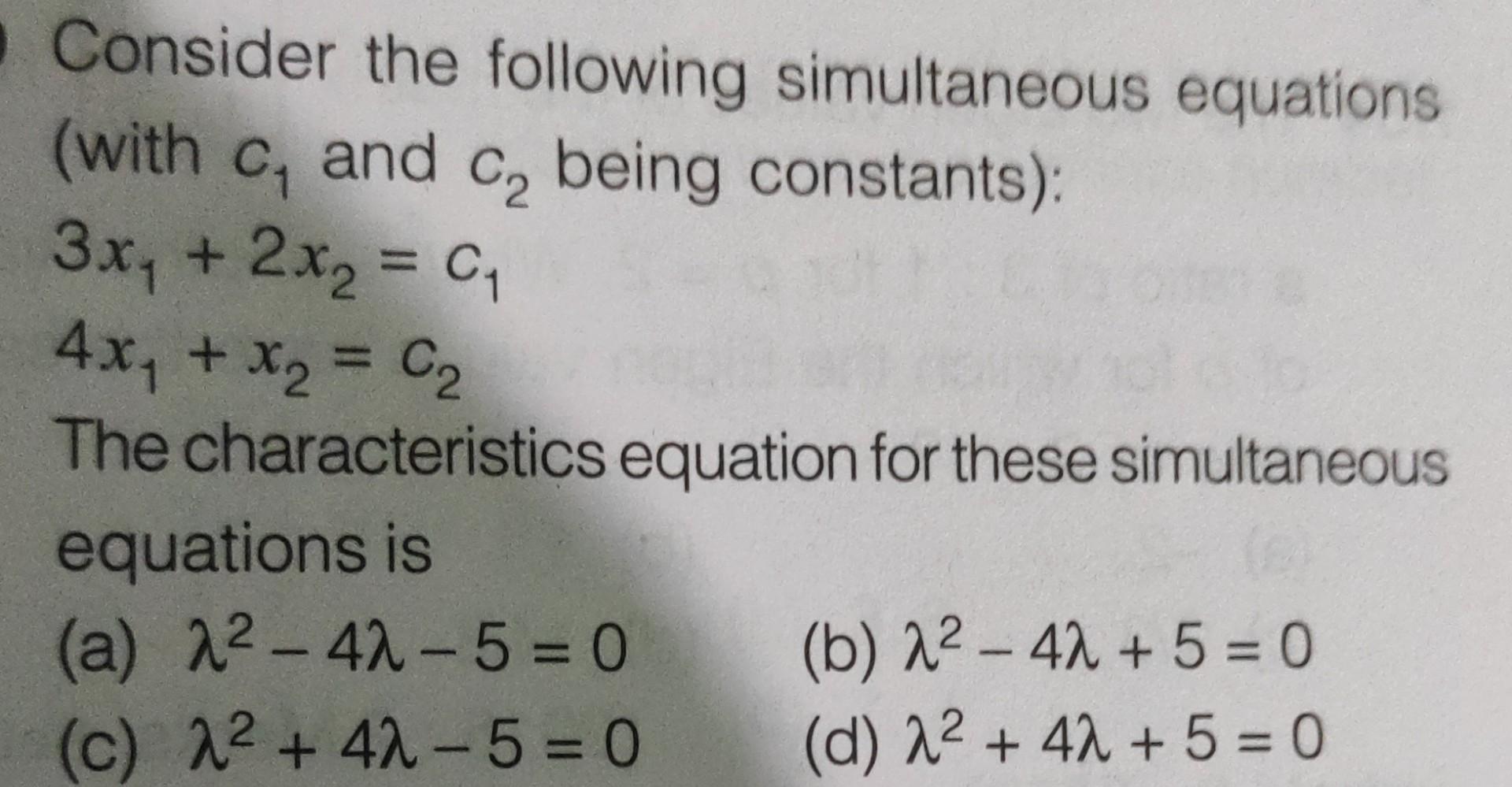 Solved Consider the following simultaneous equations (with | Chegg.com