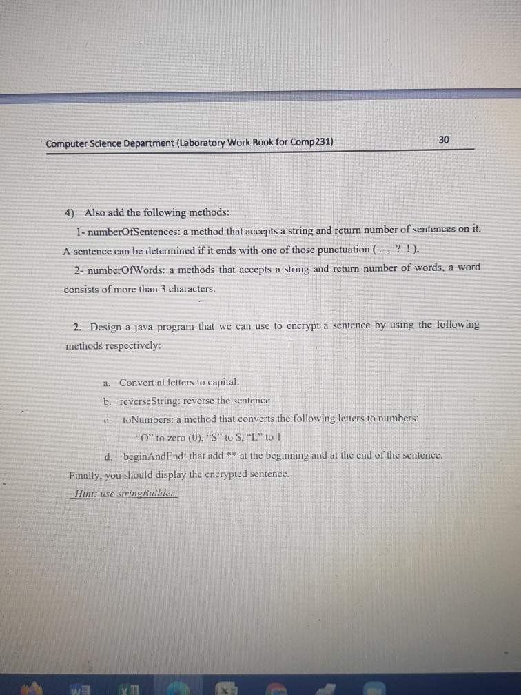 Computer Science Department (Laboratory Work Book for | Chegg.com