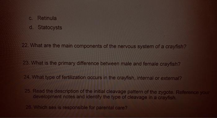 Solved 11. The swimmerets primarily function in 12. Setae | Chegg.com