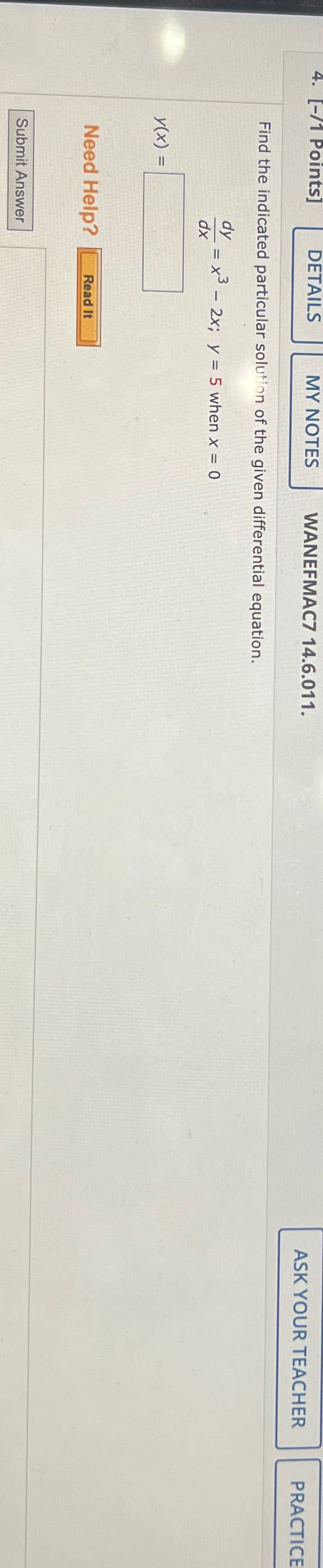 Solved [-/1 ﻿Points]DETAILSMY NOTESWANEFMAC7 14.6.011.Find | Chegg.com