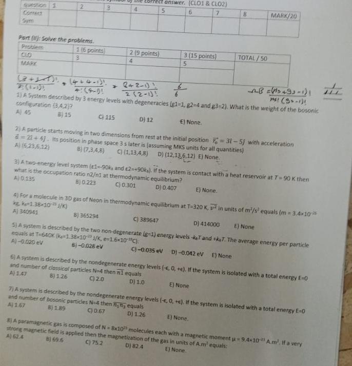 Solved answer. (CLO1 & CLO2) question 1 2 4 5 6 7 8 Correct | Chegg.com