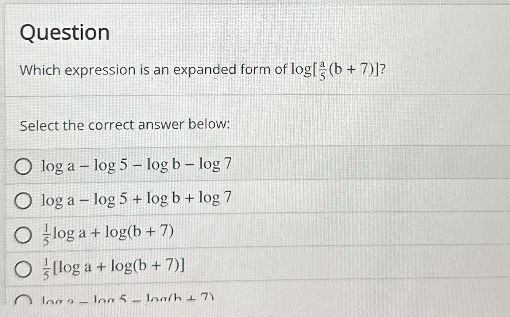 Solved QuestionWhich expression is an expanded form of | Chegg.com