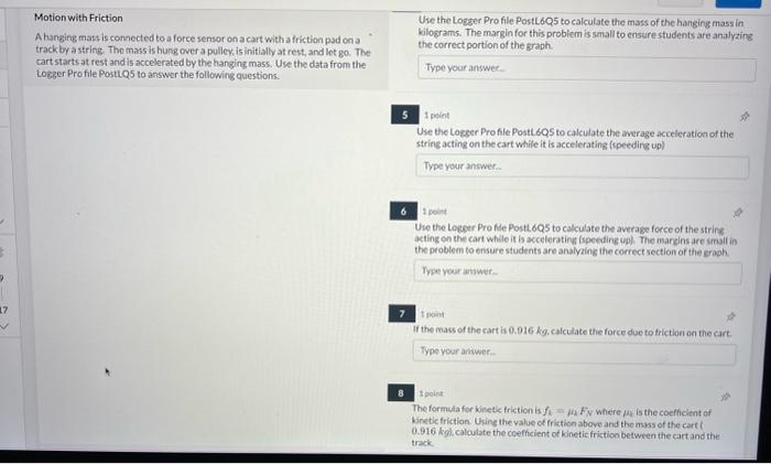 Motion with Friction 1 isoint A hanging mass is | Chegg.com