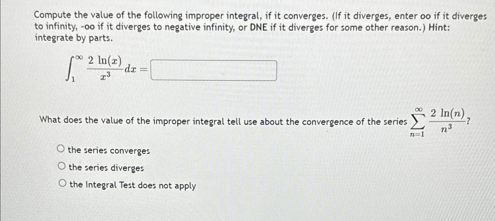 Solved Compute the value of the following improper integral, | Chegg.com
