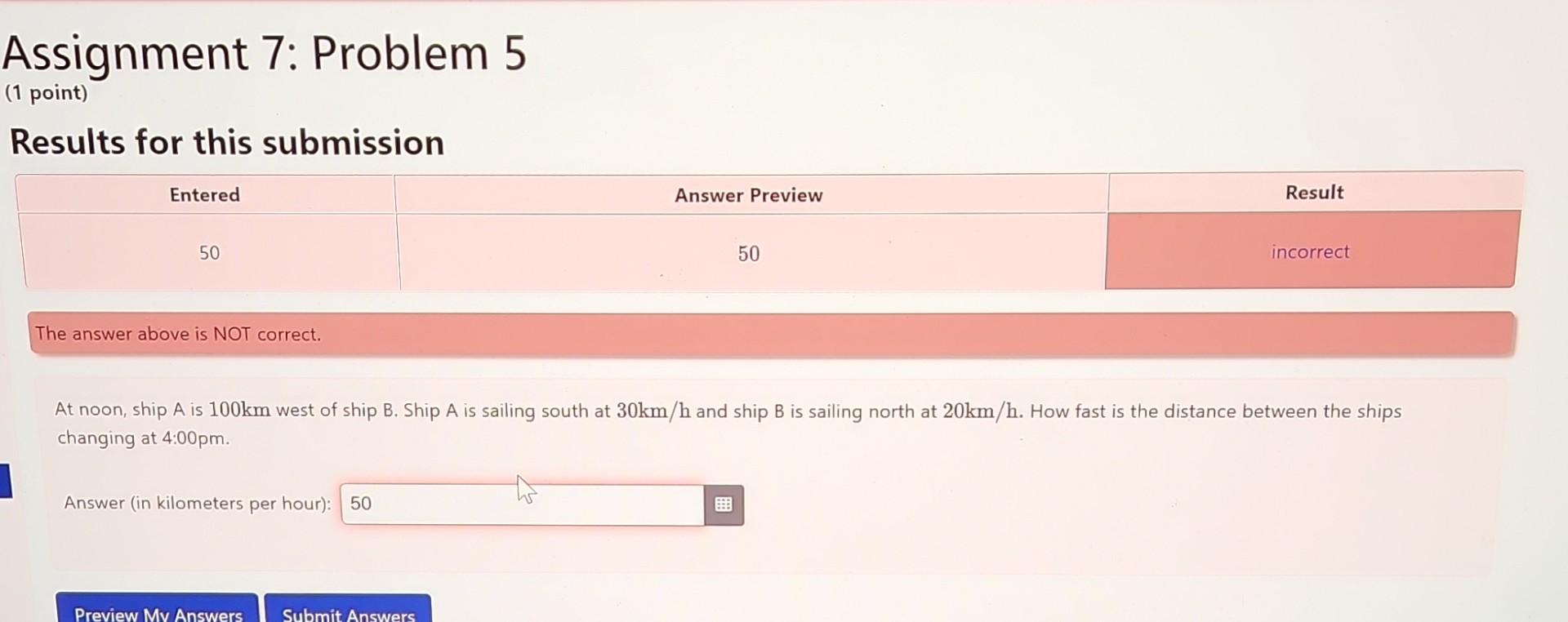 Solved Assignment 7: Problem 5 (1 point) Results for this | Chegg.com