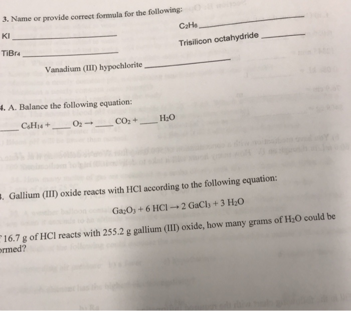 Solved 3. Name or provide correct formula for the following: | Chegg.com