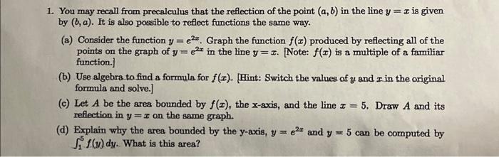 Solved 1. You may recall from precalculus that the | Chegg.com