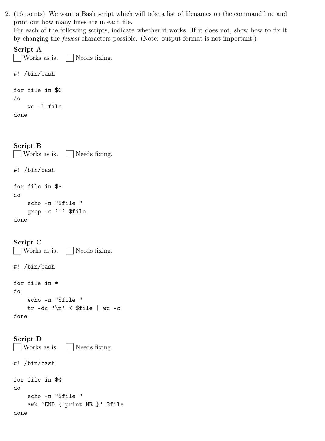Solved (16 ﻿points) ﻿We want a Bash script which will take a | Chegg.com
