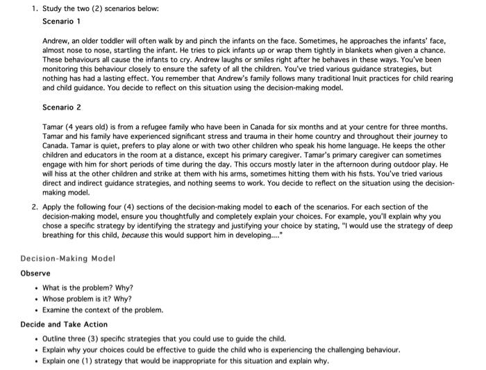 1. Study the two (2) scenarios below: Scenario 1 | Chegg.com