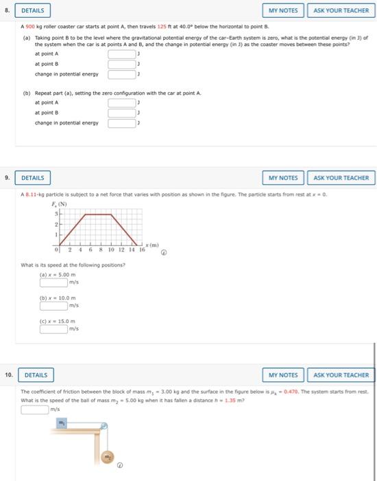 Solved A 900 kg rolter coaster car starts at point A, then | Chegg.com