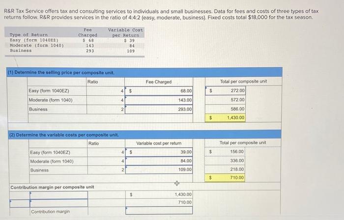 Solved R\&R Tax Service offers tax and consulting services | Chegg.com