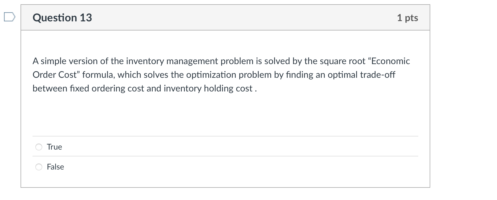 Solved Question 13A simple version of the inventory | Chegg.com
