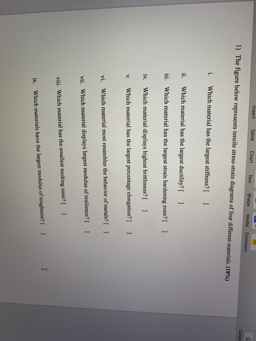 Solved Insert Table Chart Text Shape Media Comment Collab 1) | Chegg.com