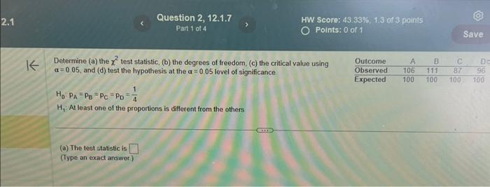 Solved Determine (a) the x2 test statistic, (b) the degrees | Chegg.com